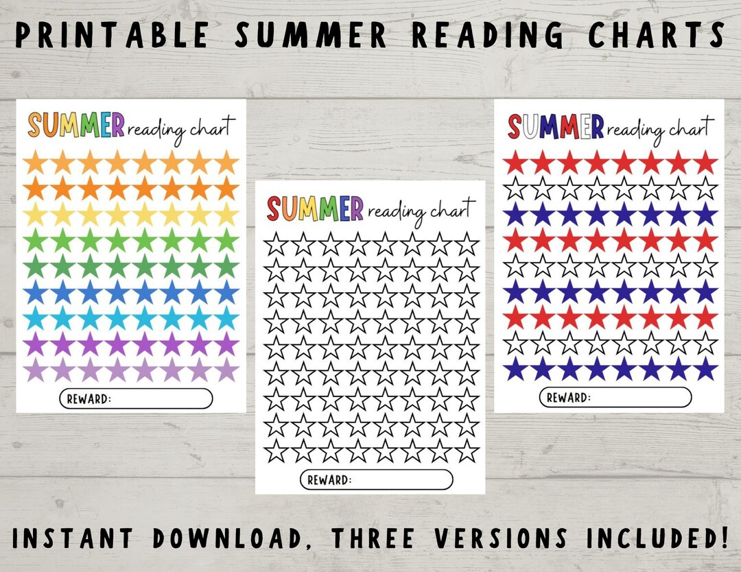 Printable Summer Reading Charts, Girl and Boy Reading Sticker Chart Kid ...