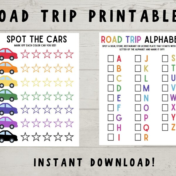 Road Trip Printable, Color Car Counting, Road Trip Alphabet Game ...