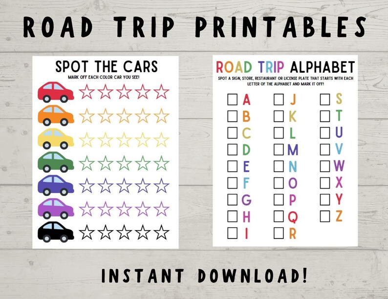 Road Trip Printable, Color Car Counting, Road Trip Alphabet Game ...