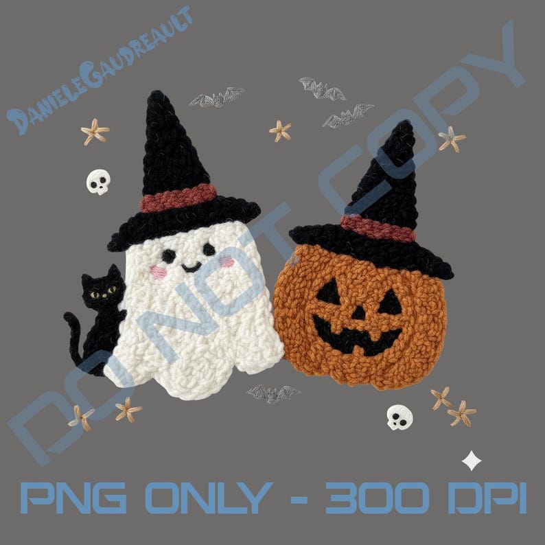 Latch Hook Yarn Crochet Ghost and Pumpkin Png, Fall Halloween Pumpkin ...