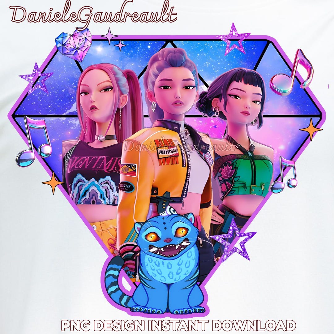Virtual Kpop Girl Group Png, Neon Music Idol Sublimation, Anime Pop ...
