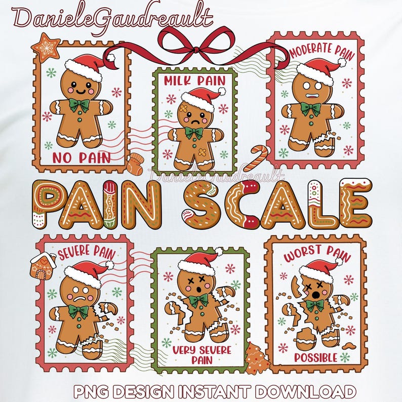 Funny Gingerbread Pain Scale Png, Holiday Nurse Shirt, Doctor Gift ...