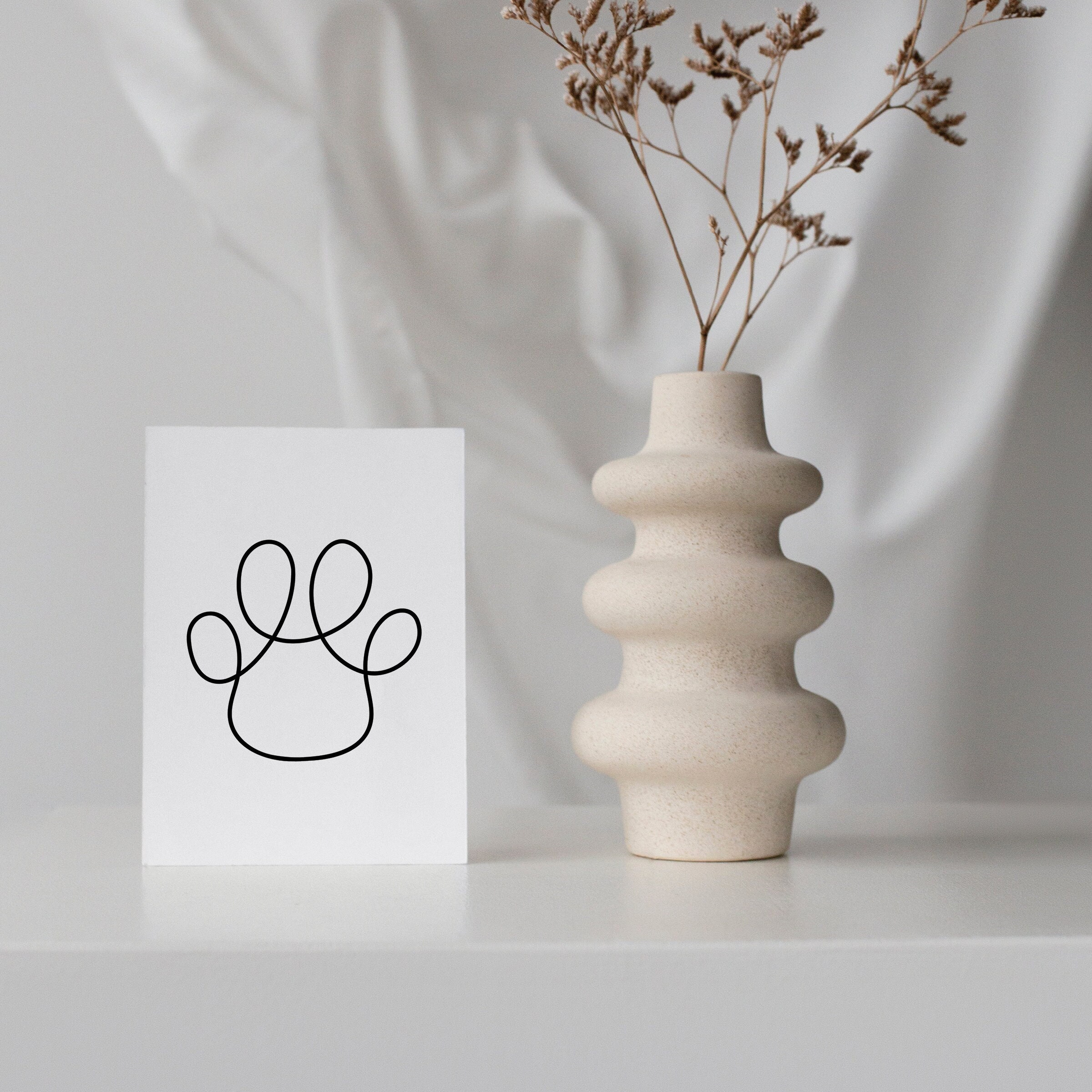 Dog Paw Print One Line Art, One Line Drawing, Dog Art Wall Art, Dog ...