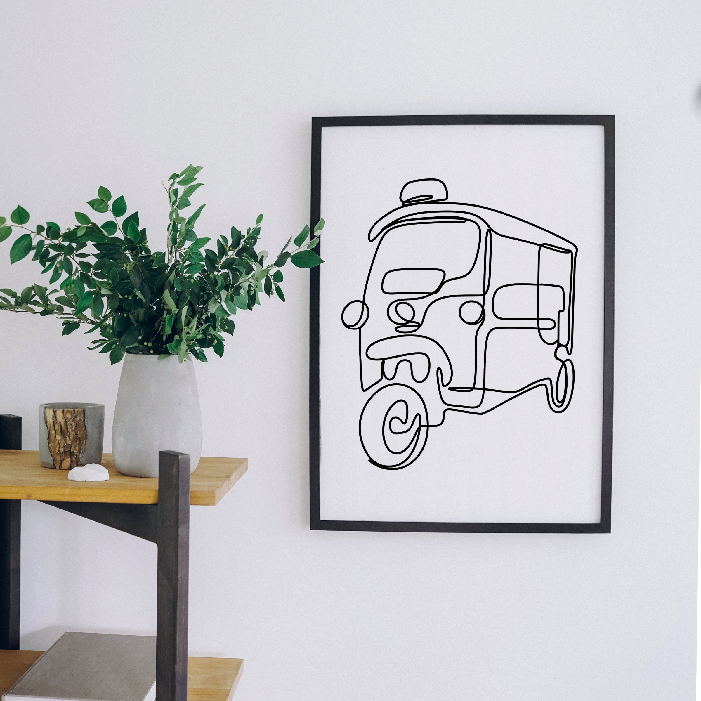 Auto Rickshaw Vehicle Modern Line Art, Simple Art, Home Decor, Living ...