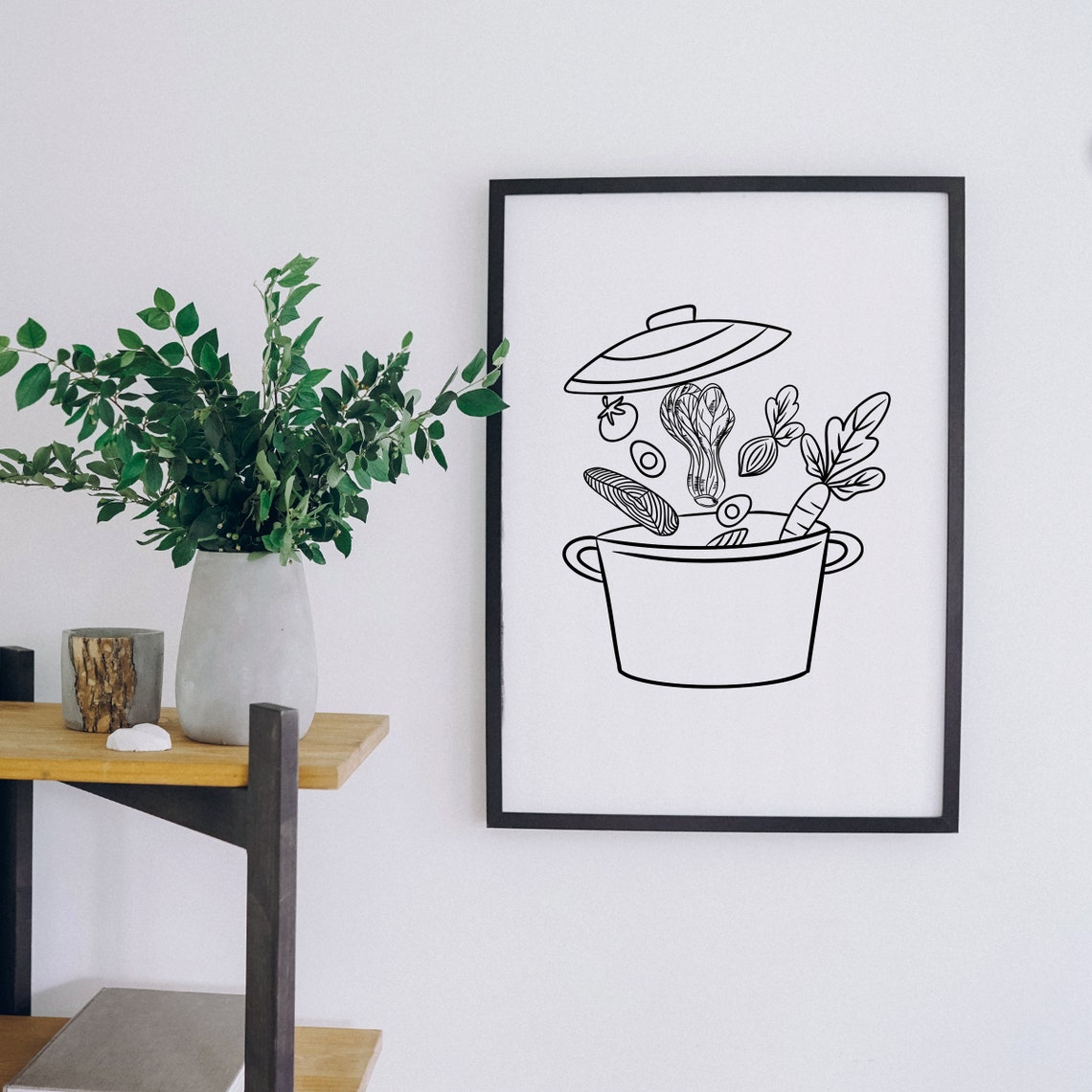One Line Drawing, Minimalist, Kitchen Decor, Cafe Decor, Minimalist ...