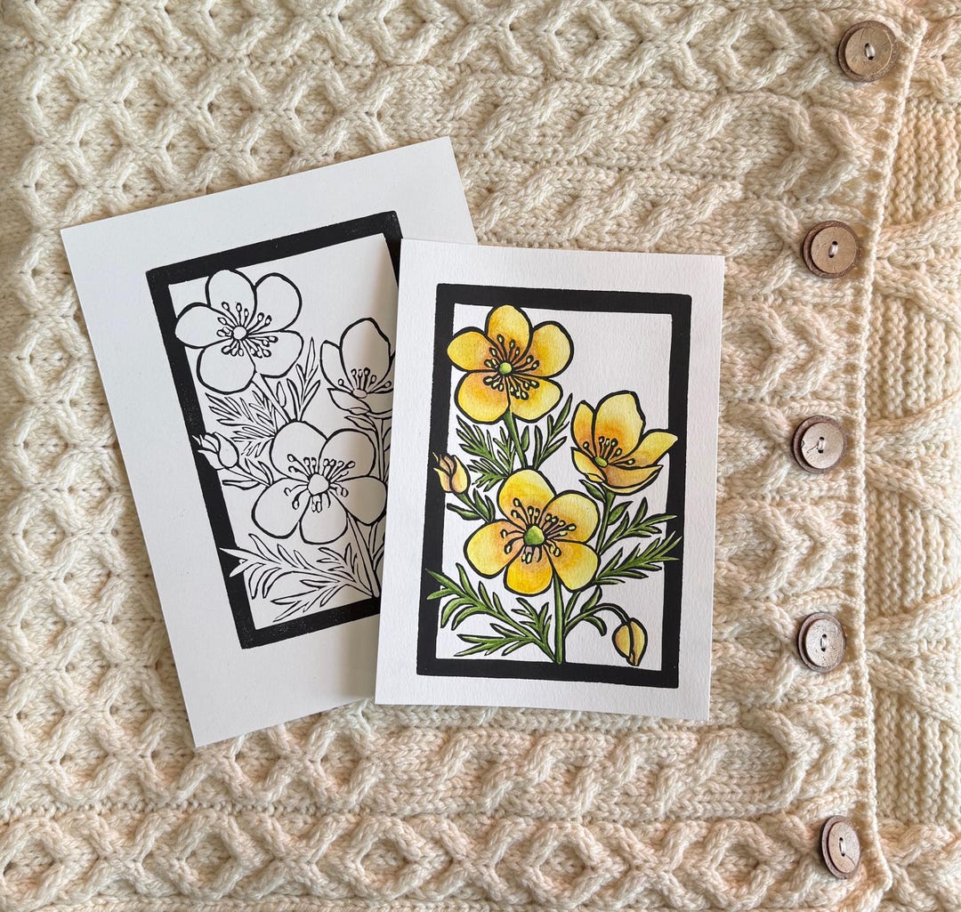 Buttercup Linocut Print – Irish Botanical Wall Art – Limited Edition ...