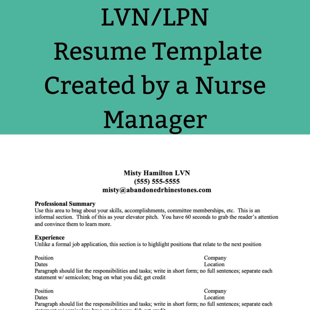 LPNLVN RN Nursing Resume With Our User-friendly Template for Google ...