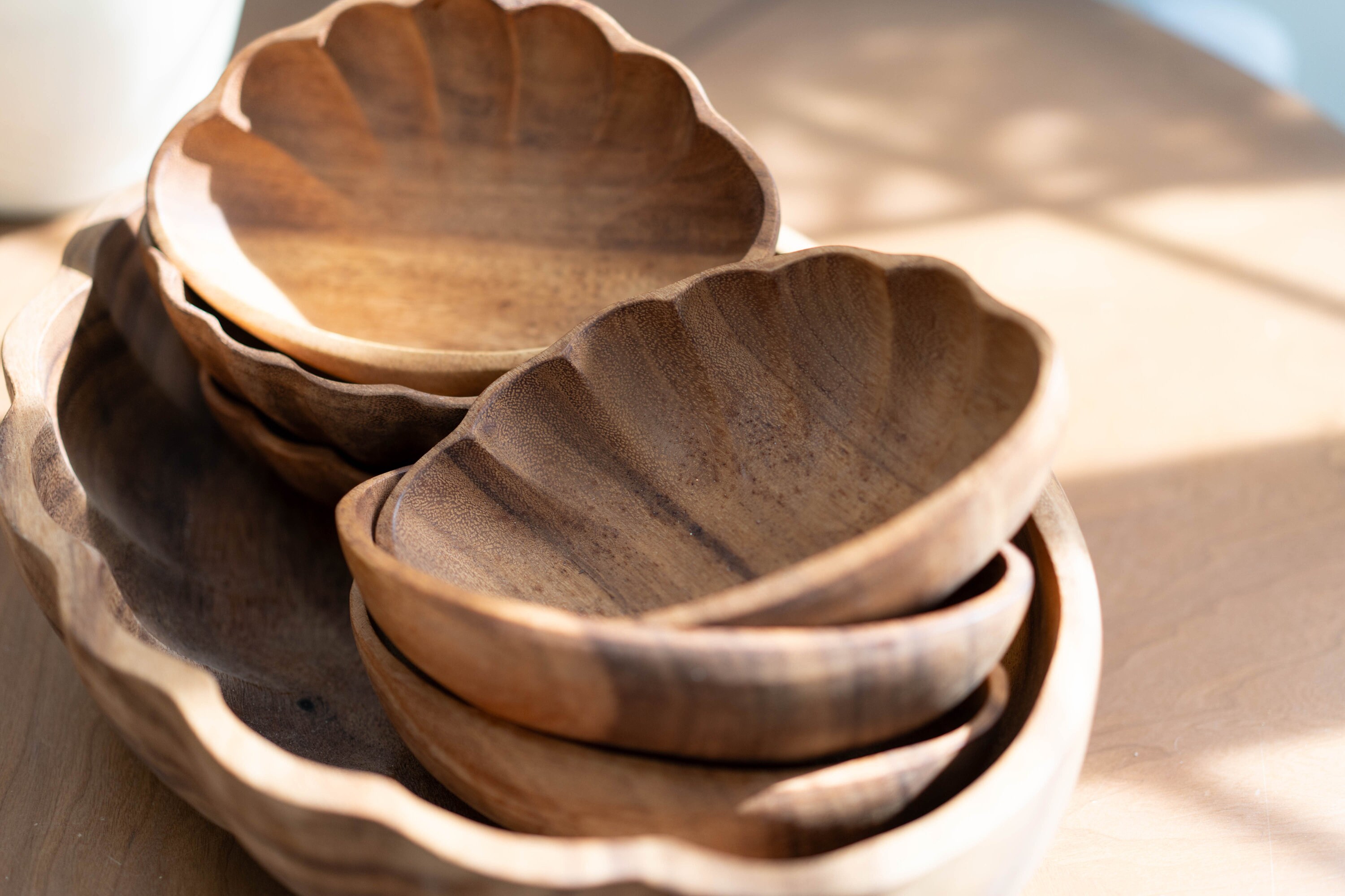 1960s Vintage Monkey Pod Salad Bowl Serving Set, 7 Piece Monkey Pod ...