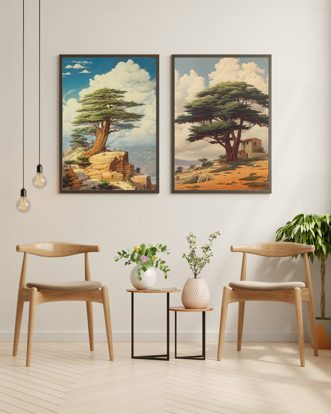 Landscape of Lebanon, Cedar Tree of Lebanon, Lebanese Art Set of 4 ...