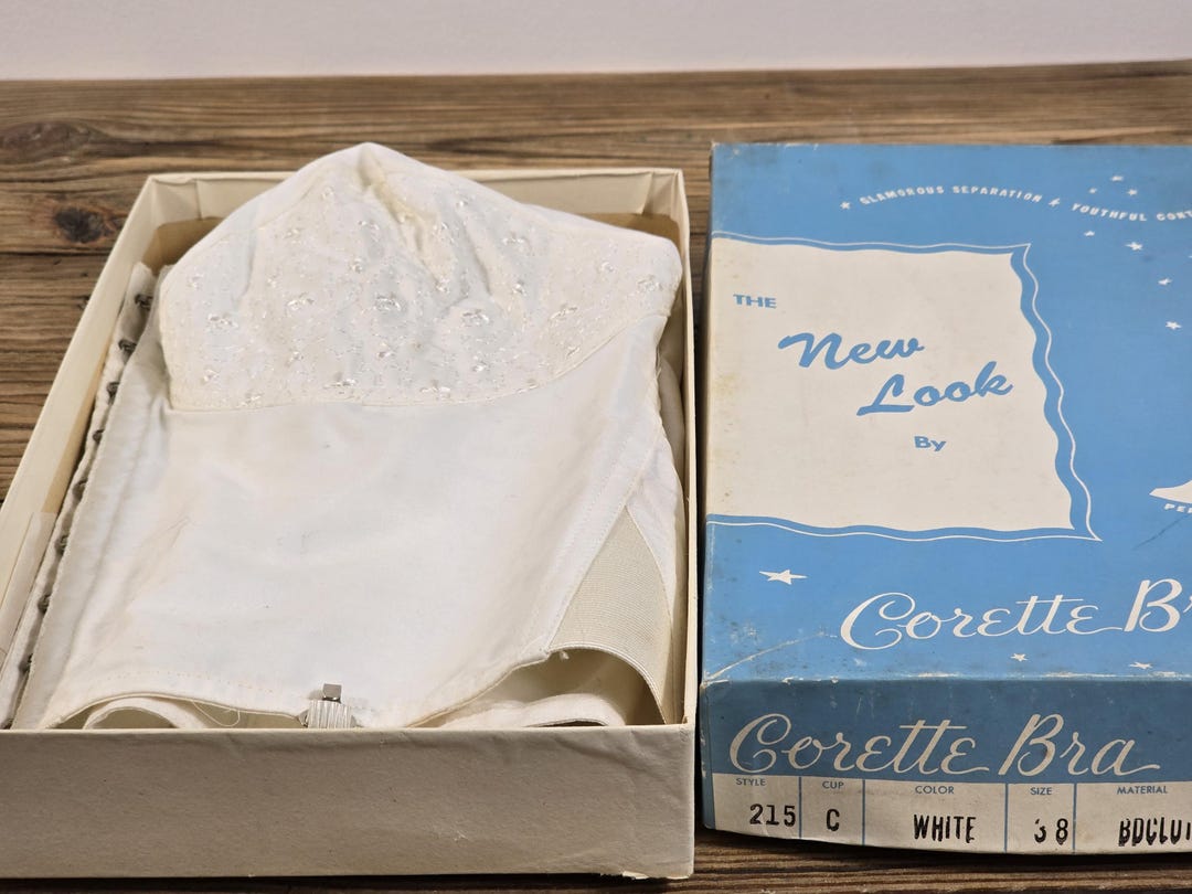 Vintage 1950s Corette Longline Bra | White Bullet Bra W/ Box | Pinup ...