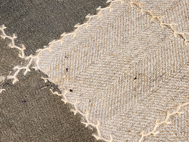 Vintage Geometric Wool Quilt Hand Quilted and Embroidered One Patch ...
