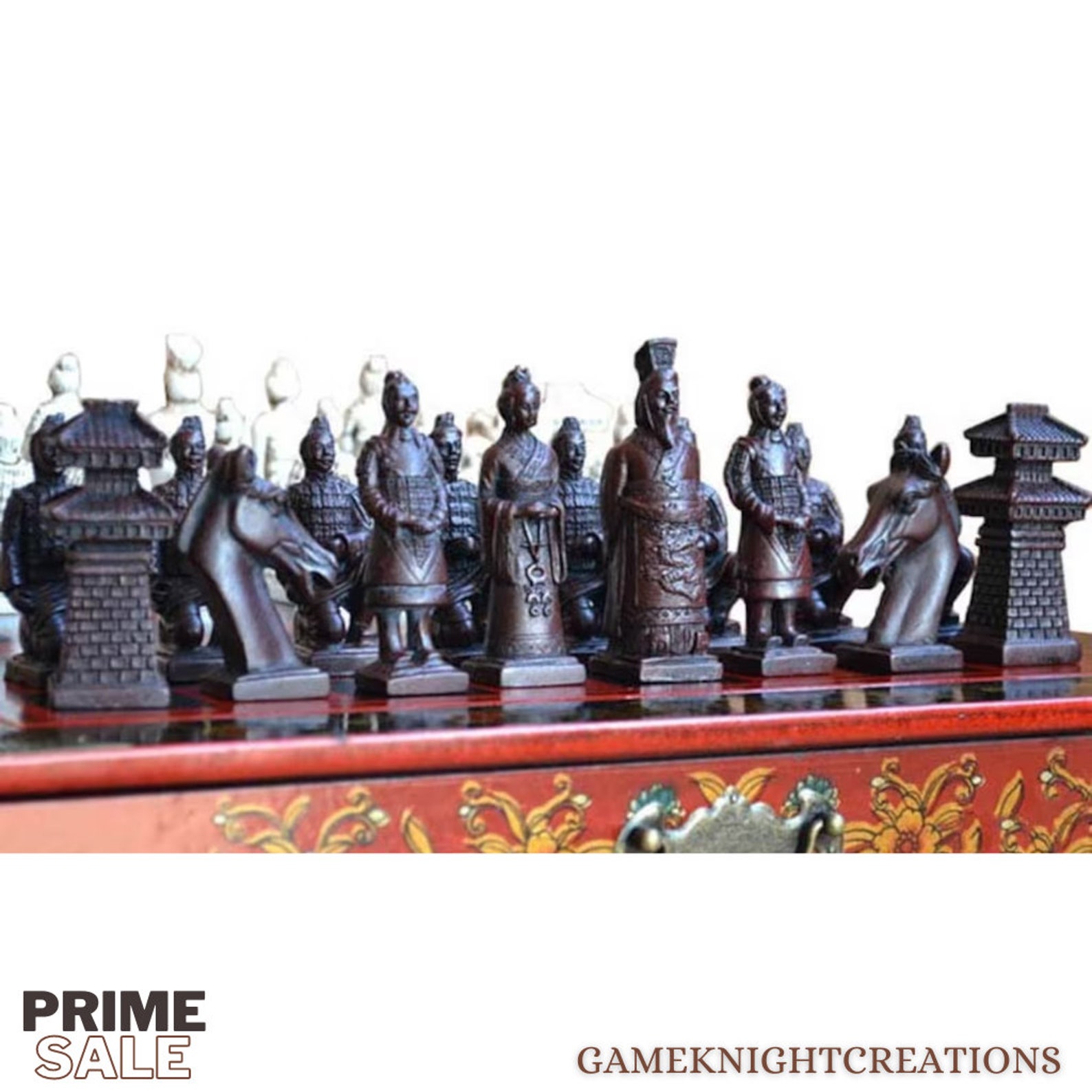 Wooden Chess Set With Storage, Terracotta Warriors Retro Magnetic Chess ...