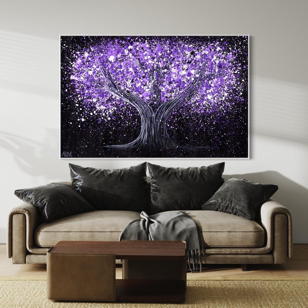 Kabbalah Tree of Life Purple Canvas, Mystical Jewish Wall Art, Etz ...