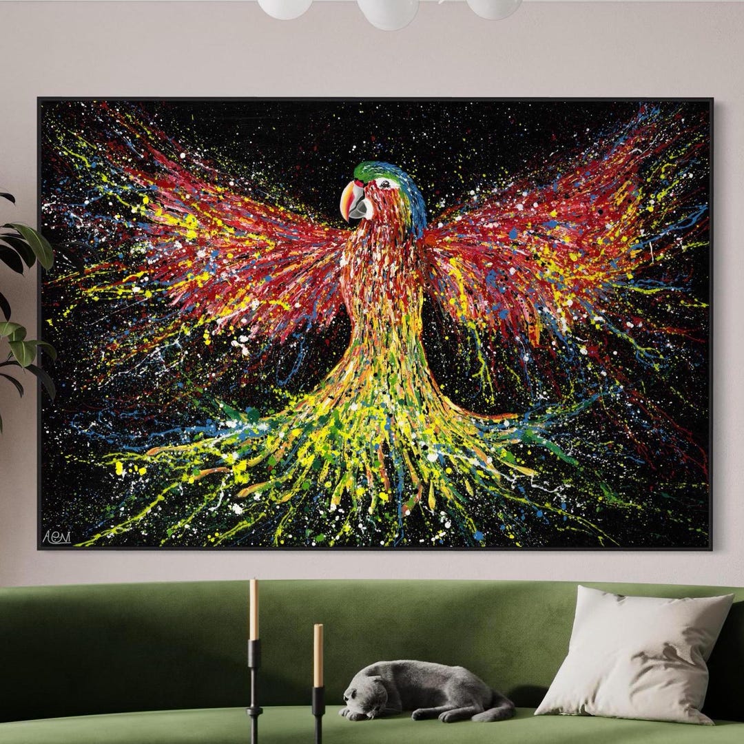 Colorful ABSTRACT PARROT Wall ART for Bird Lovers and Parrot Lovers ...