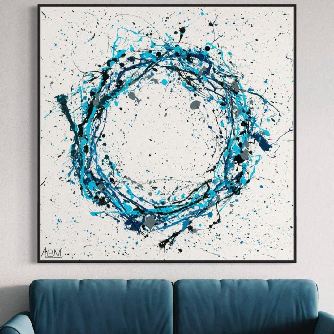 Hurricane Abstract Wall Art, Blue Splash Color Painting, Expressionist ...