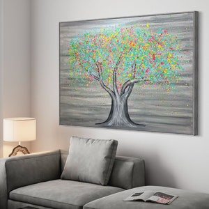 COLORFUL TREE Wall Art Print on Canvas Painting Elegance Your Home With ...