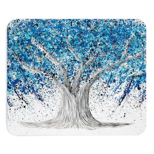 Aesthetic Cute Blue Mouse Pad, Blue Tree of Life Design, Student ...