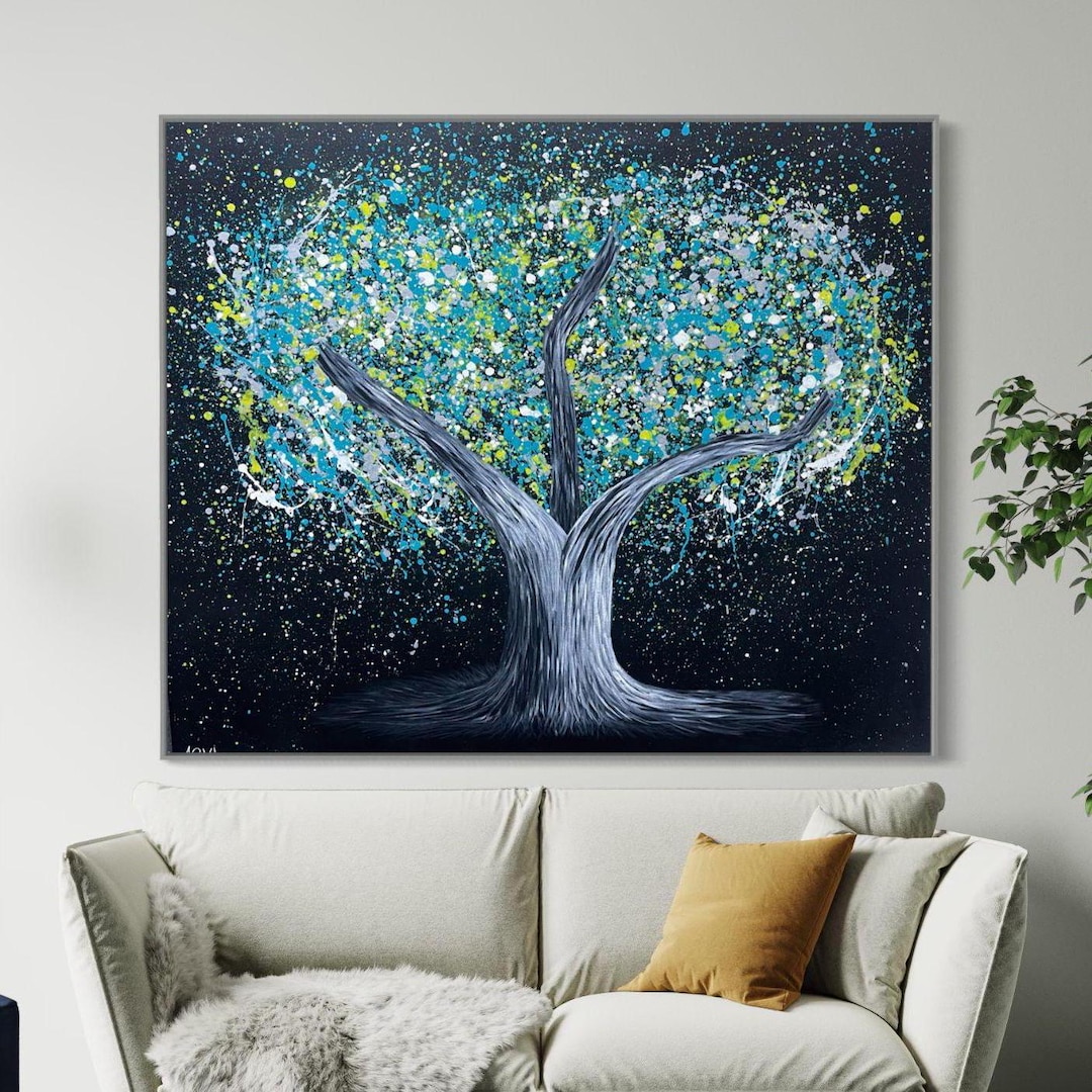 Vibrant Color Tree of Happiness Wall Art, Modern Abstract Tree Wall ...