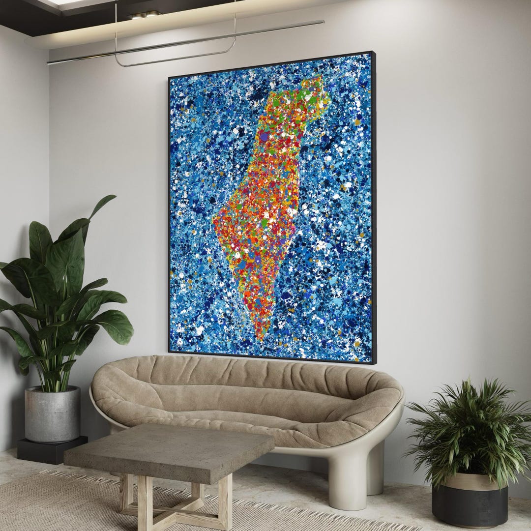 Map of Israel Wall Art, Abstract Israel Map, Original Art Printed on ...