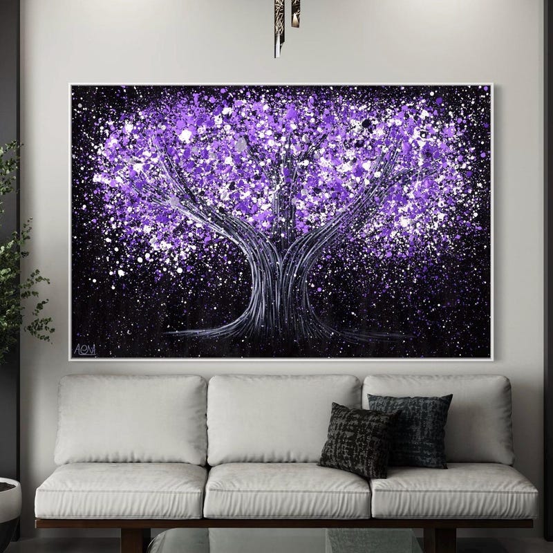 Purple Tree Painting - Etsy