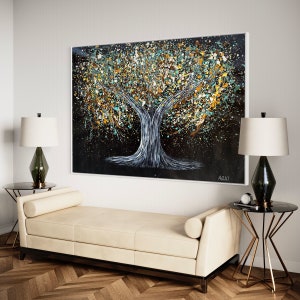 BROWN TREE of Life With Black Background CANVAS Print Art – Ready to ...