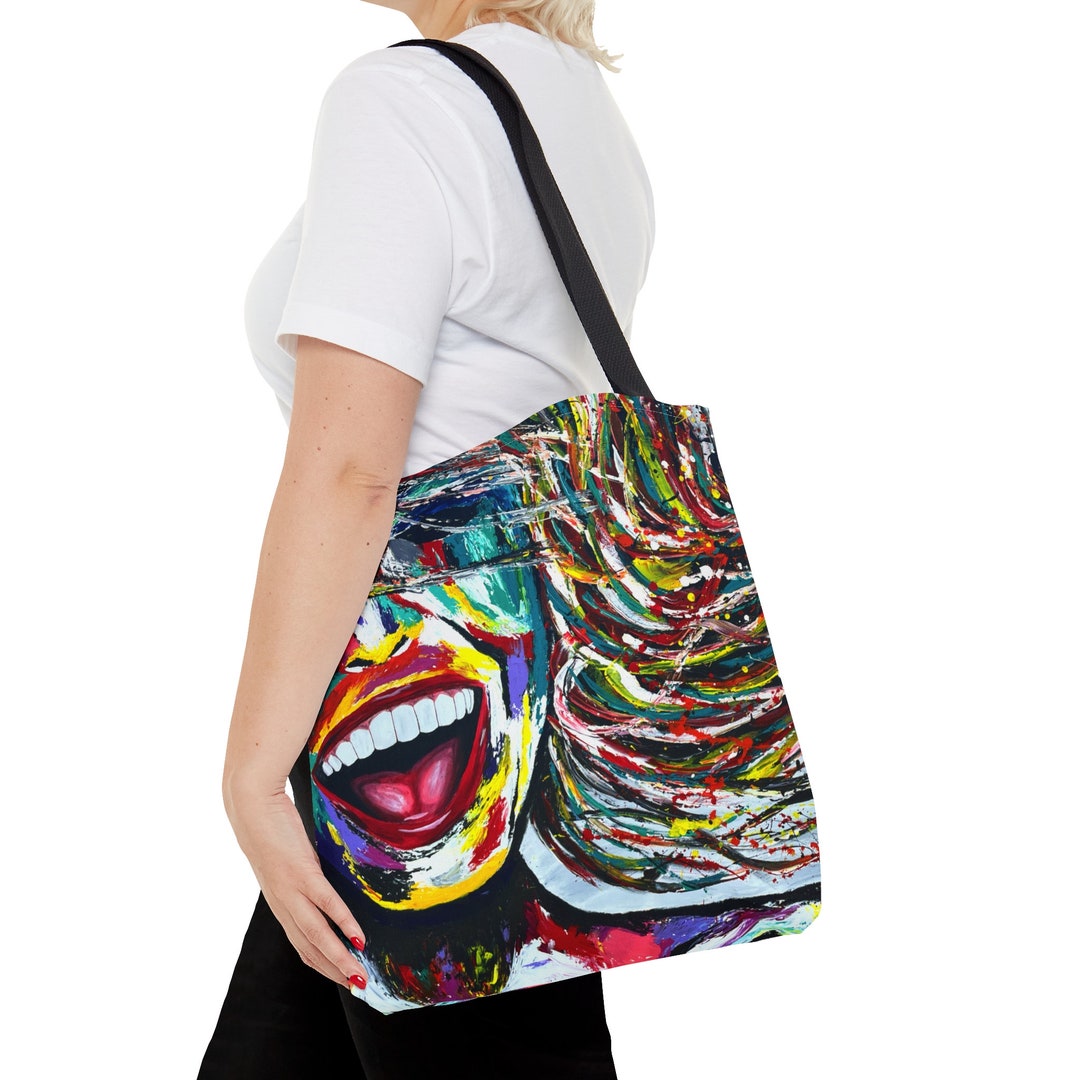 SMILING WOMEN & Abstract Colorful Artist Adventure Shoulder TOTE Bag ...