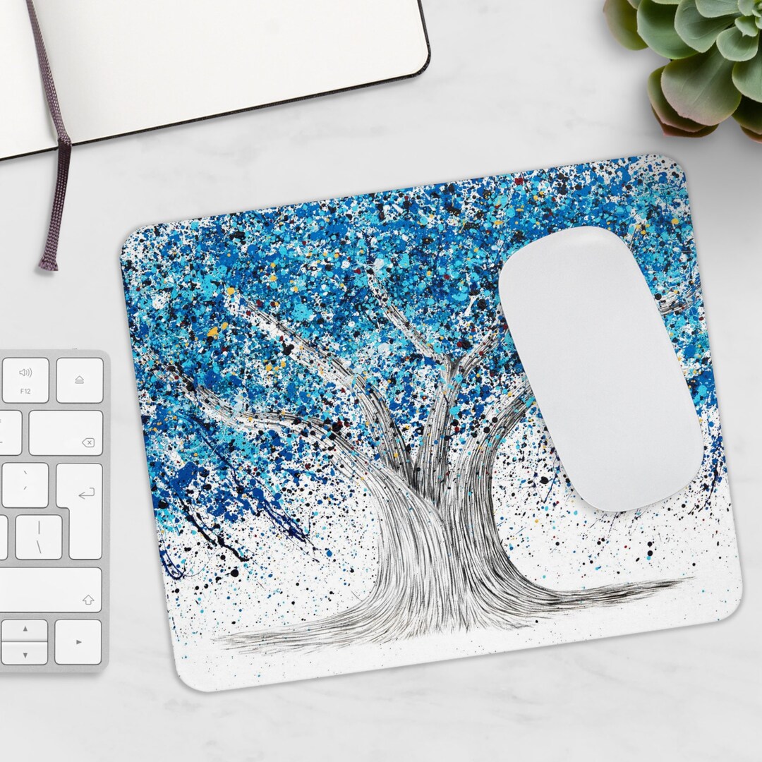 Aesthetic Cute Blue Mouse Pad, Blue Tree of Life Design, Student ...