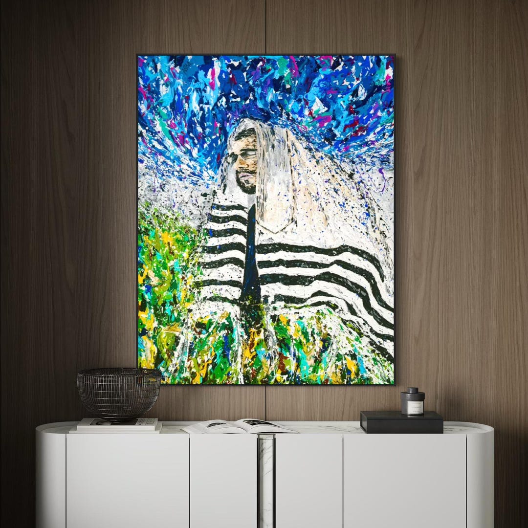 Rabbi Canvas Wall Art, Spiritual Judaica Artwork, Orthodox Jewish Decor ...