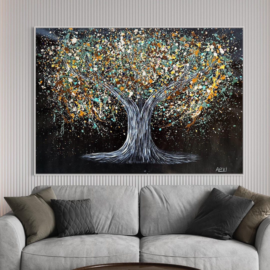 BROWN TREE of Life With Black Background CANVAS Print Art – Ready to ...