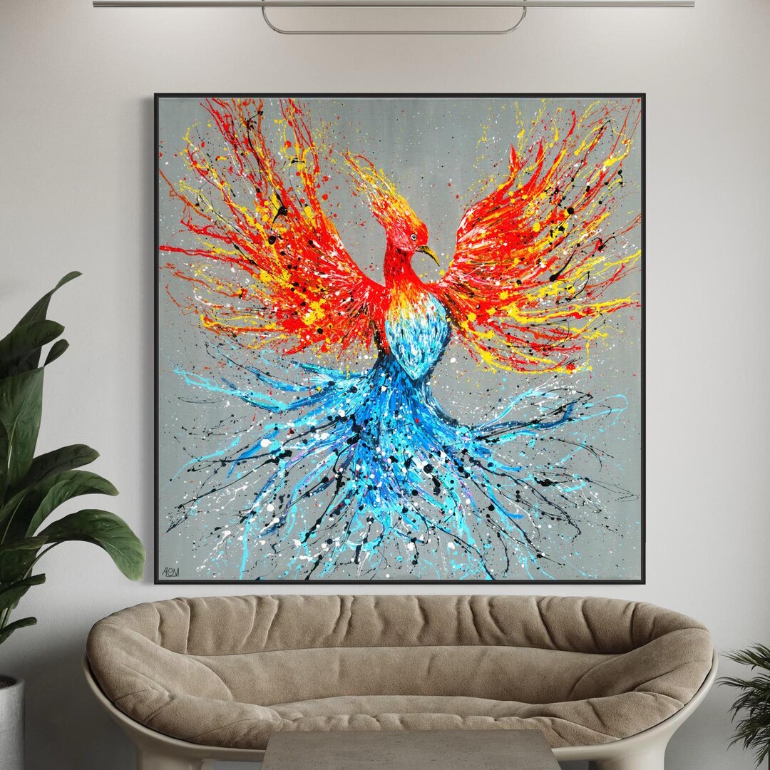 Phoenix Canvas Wall Art, Mythology Bird Painting, Abstract Phoenix Art ...