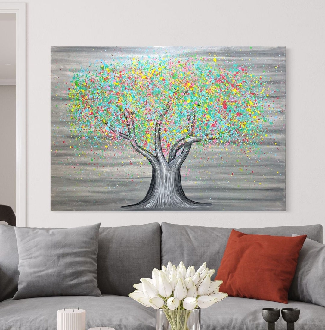 COLORFUL TREE Wall Art Print on Canvas Painting Elegance Your Home With ...