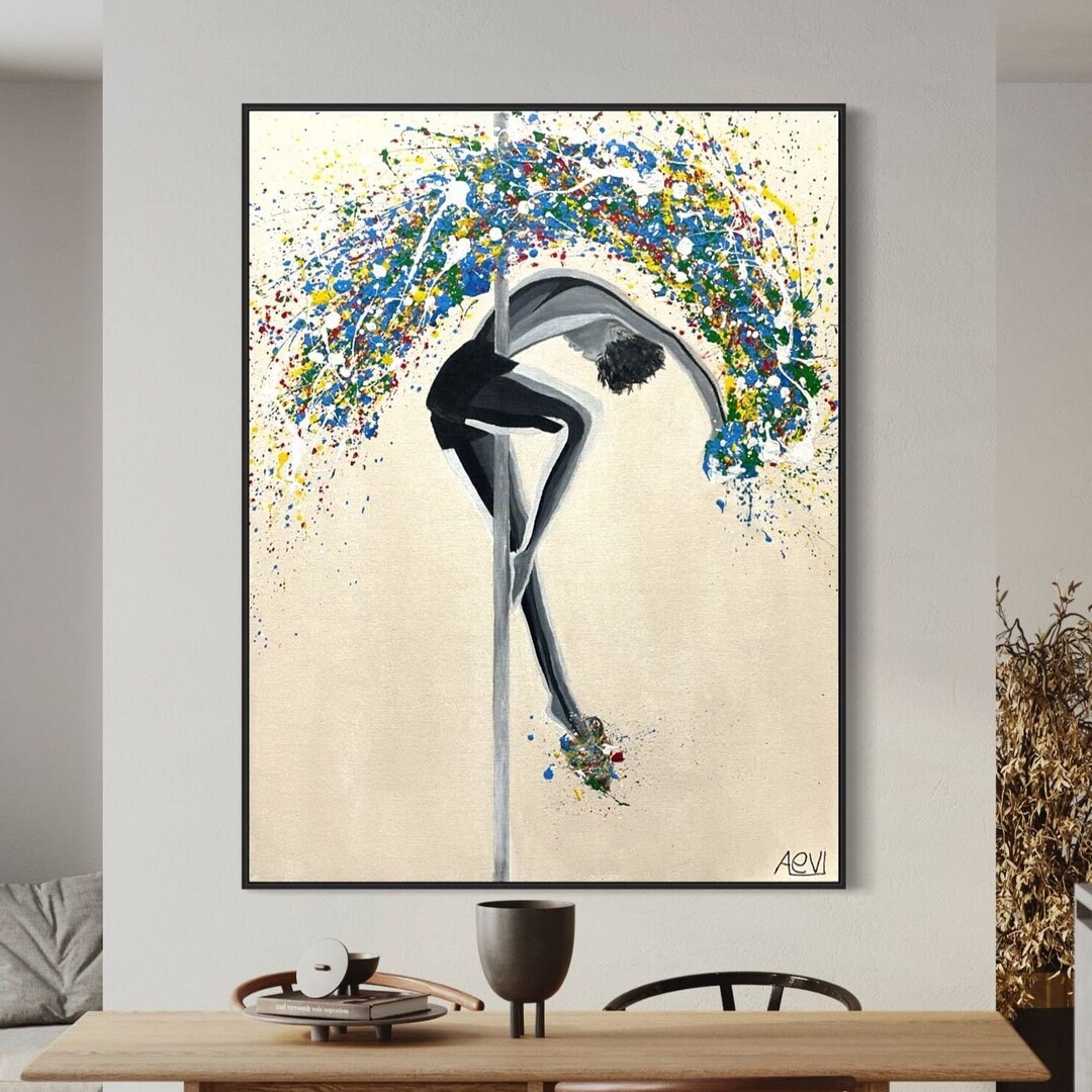 COLORFUL POLE Dancer Print Ready to Hang Canvas Wall Art, Original ...