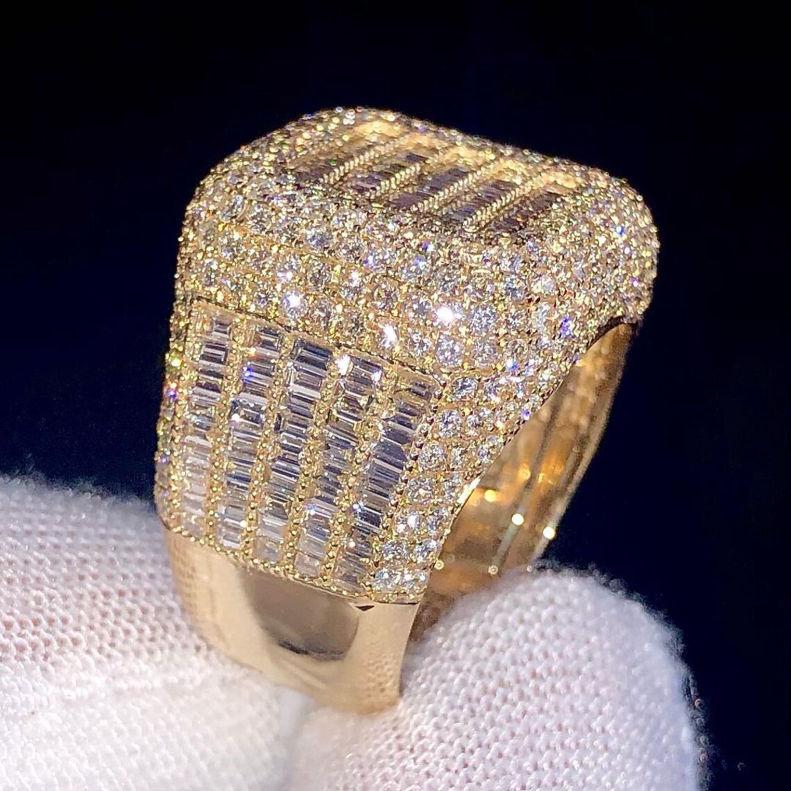 7.67 Ct VVS Lab Grown Diamond Champion Ring, Iced Out 14k Gold ...