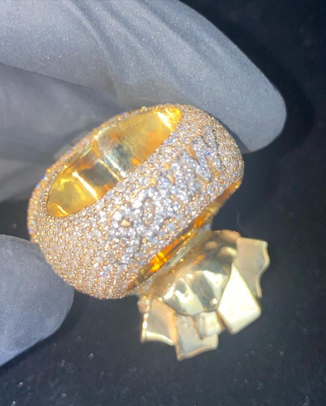 Mens Hip Hop Iced Out Championship Ring, Custom Handmade Money Bag ...