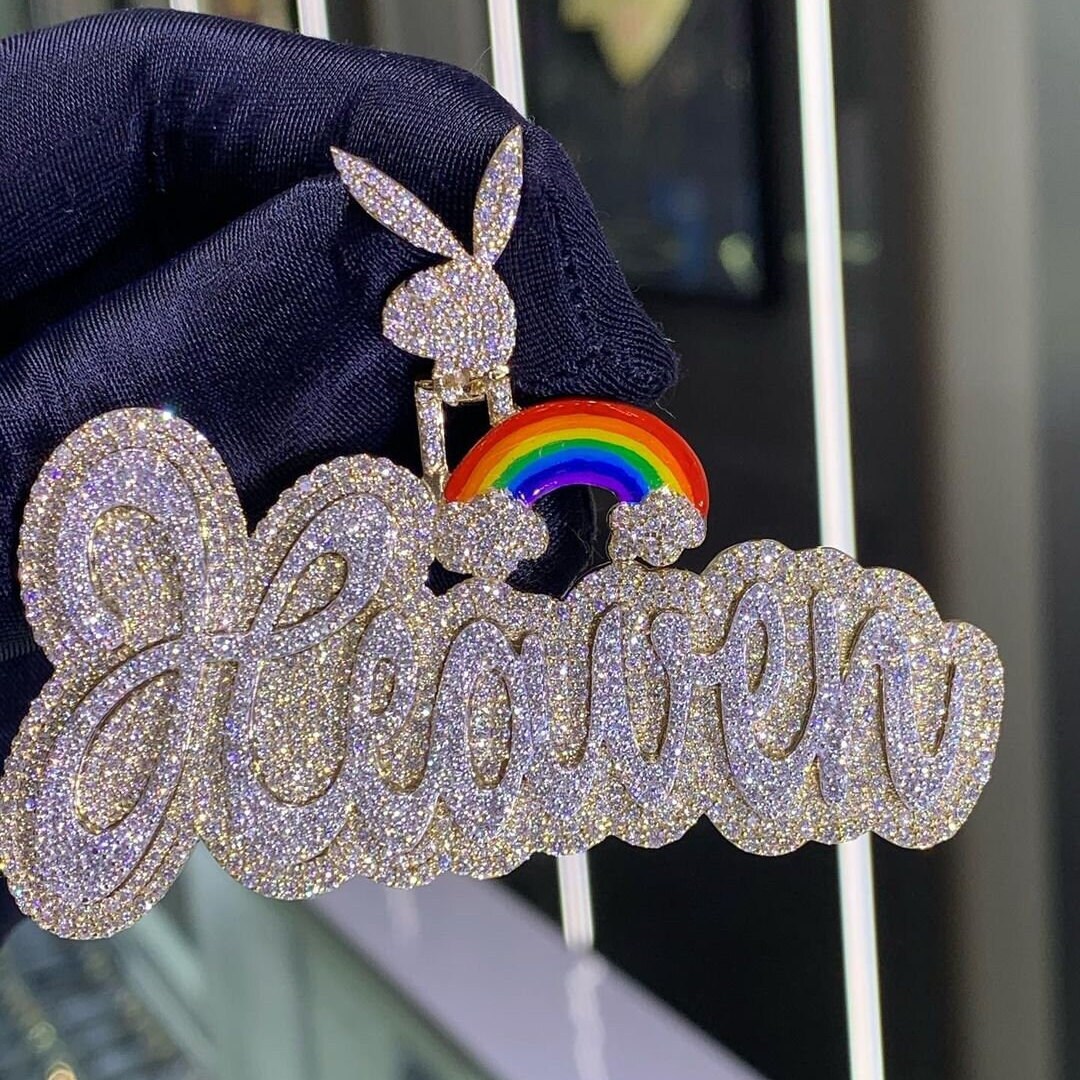 Heaven Letter Custom Moissanite Letter Pendant Fully Iced Out VVS ...