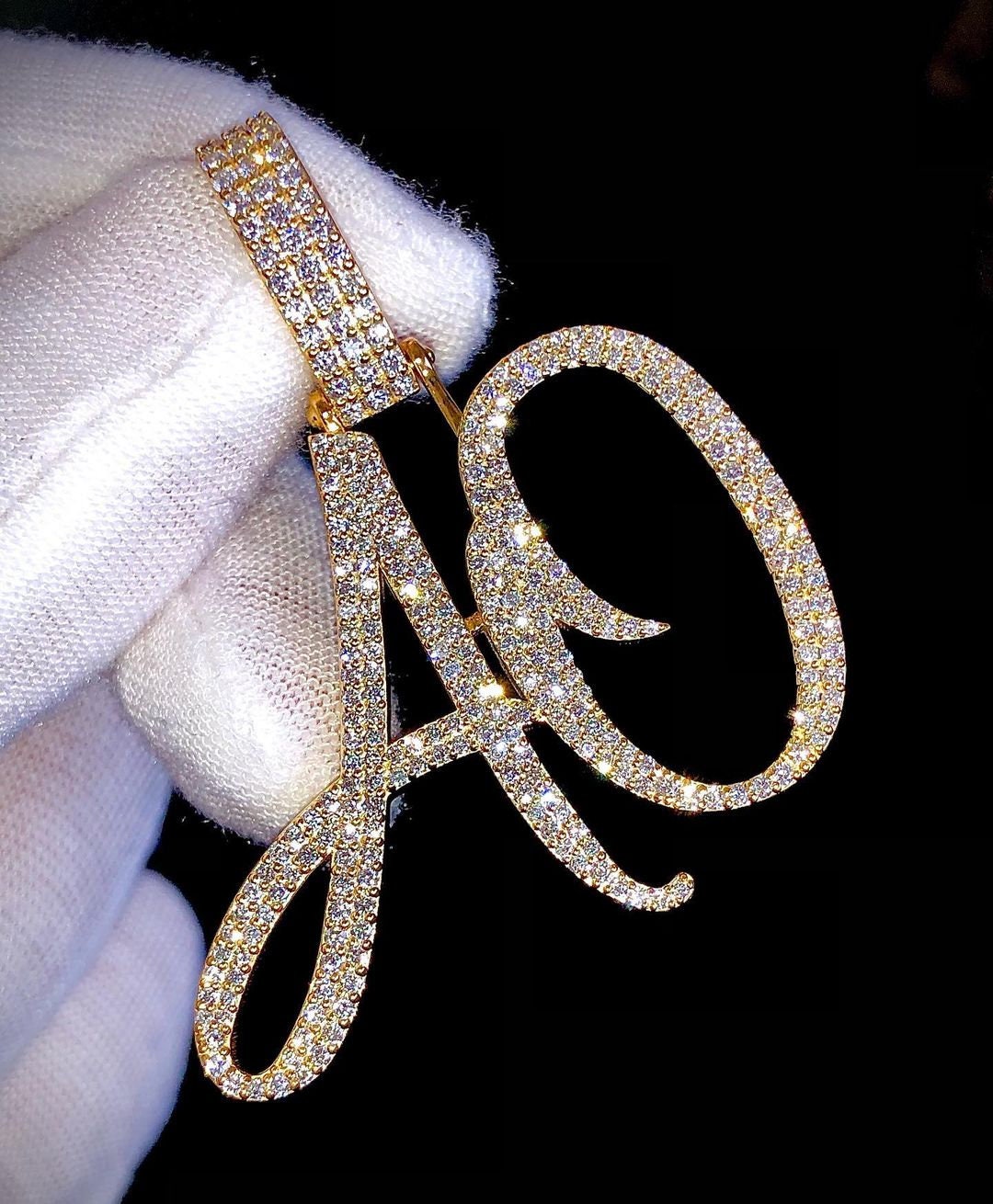VVS Moissanite Custom Letter Pendant, Custom Name Moissanite Pendant ...