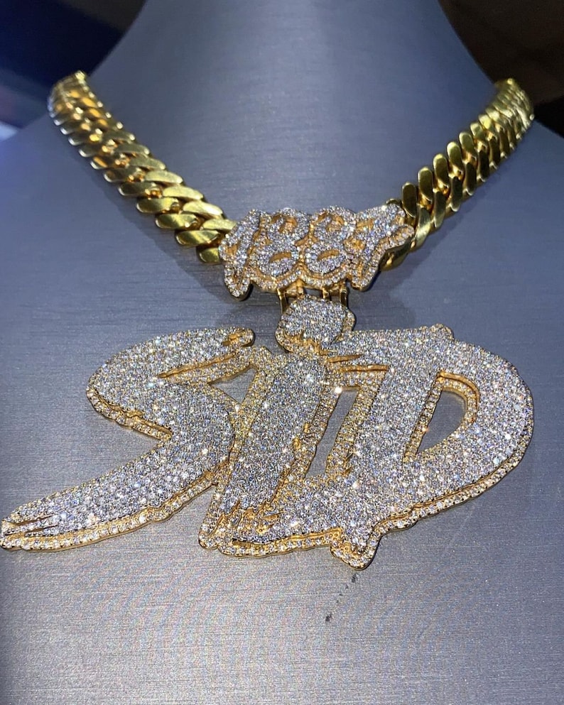 Men's Iced Out SID Letter Moissanite Pendant, Real VVS Diamond Hip Hop ...
