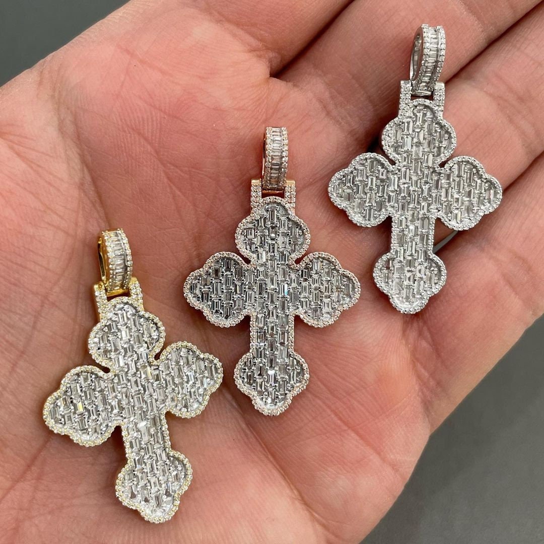 VVS Moissanite Charm Cross Pendant, 925 Silver Iced Out Hip Hop Pendant ...