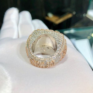 Round Cut Moissanite Engagement Ring, Men's Iced Out Championship Ring ...