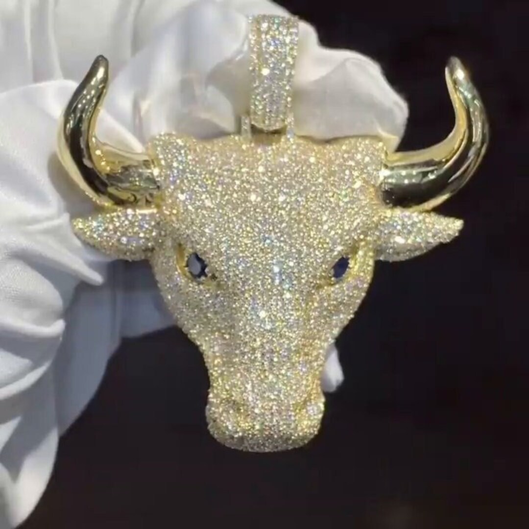 Customized 3D Bull Face Design Hip Hop Pendant With 925 Silver Iced Out ...