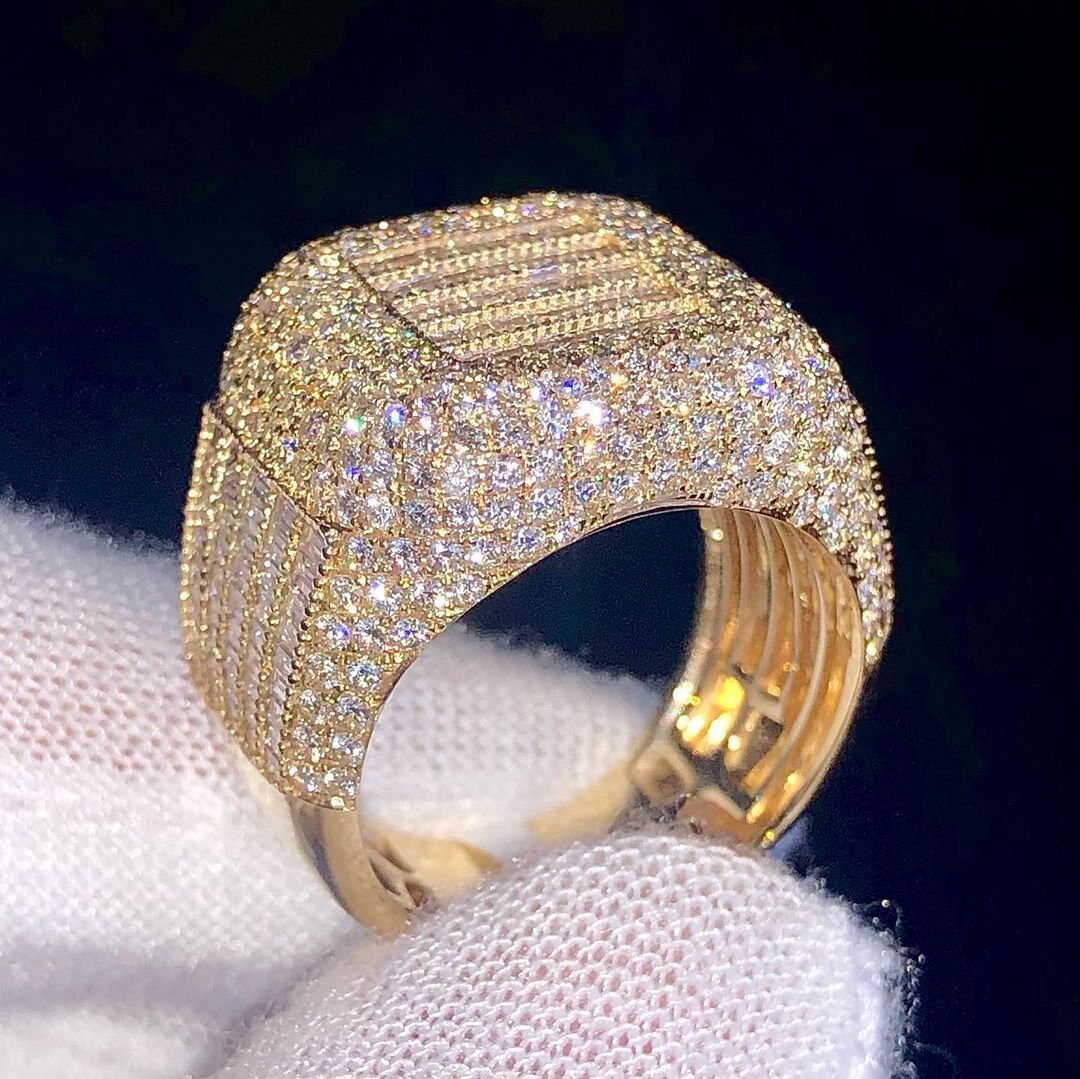 7.67 Ct VVS Lab Grown Diamond Champion Ring, Iced Out 14k Gold ...
