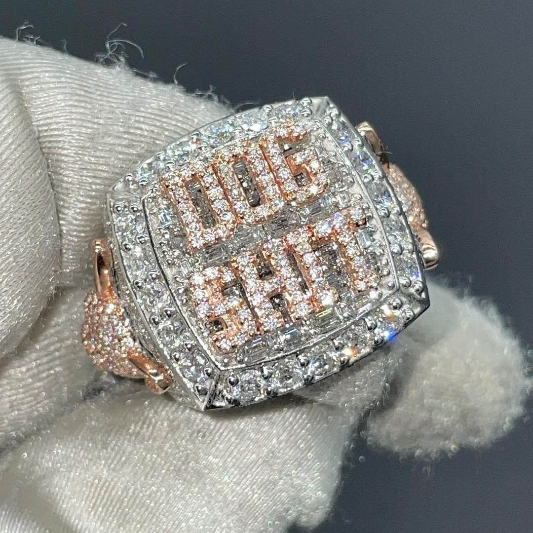 Fully Iced Out VVS Moissanite Ring for Men, Custom Hip Hop Ring Rapper ...