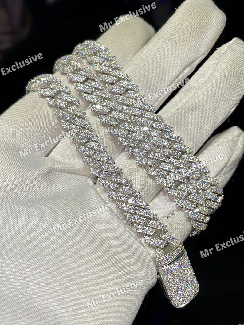 10mm Real VVS1 Lab Diamond Cuban Link Chain Hip Hop Chain, VVS Diamond ...
