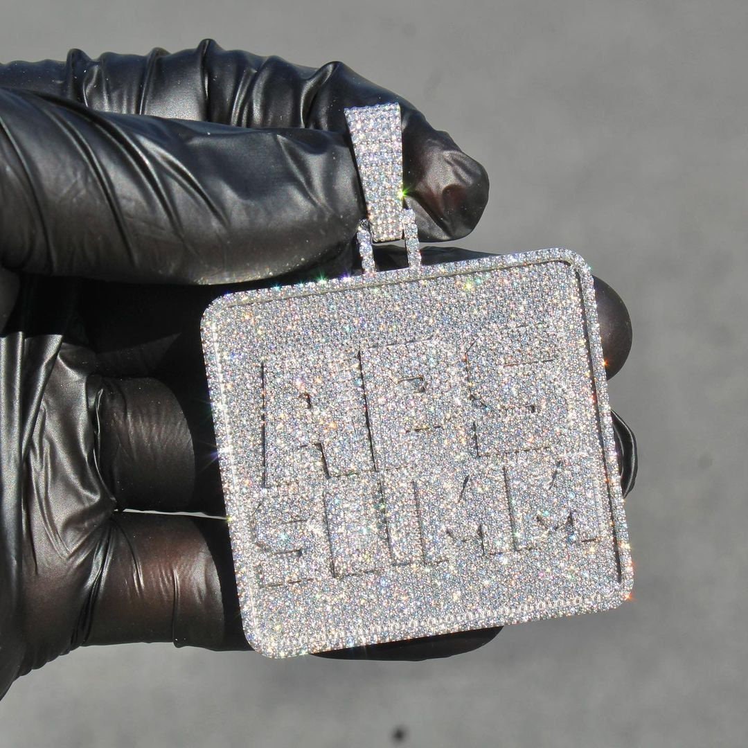 Custom Moissanite VVS Pendant Any Types Logo Letter Silver VVS ...