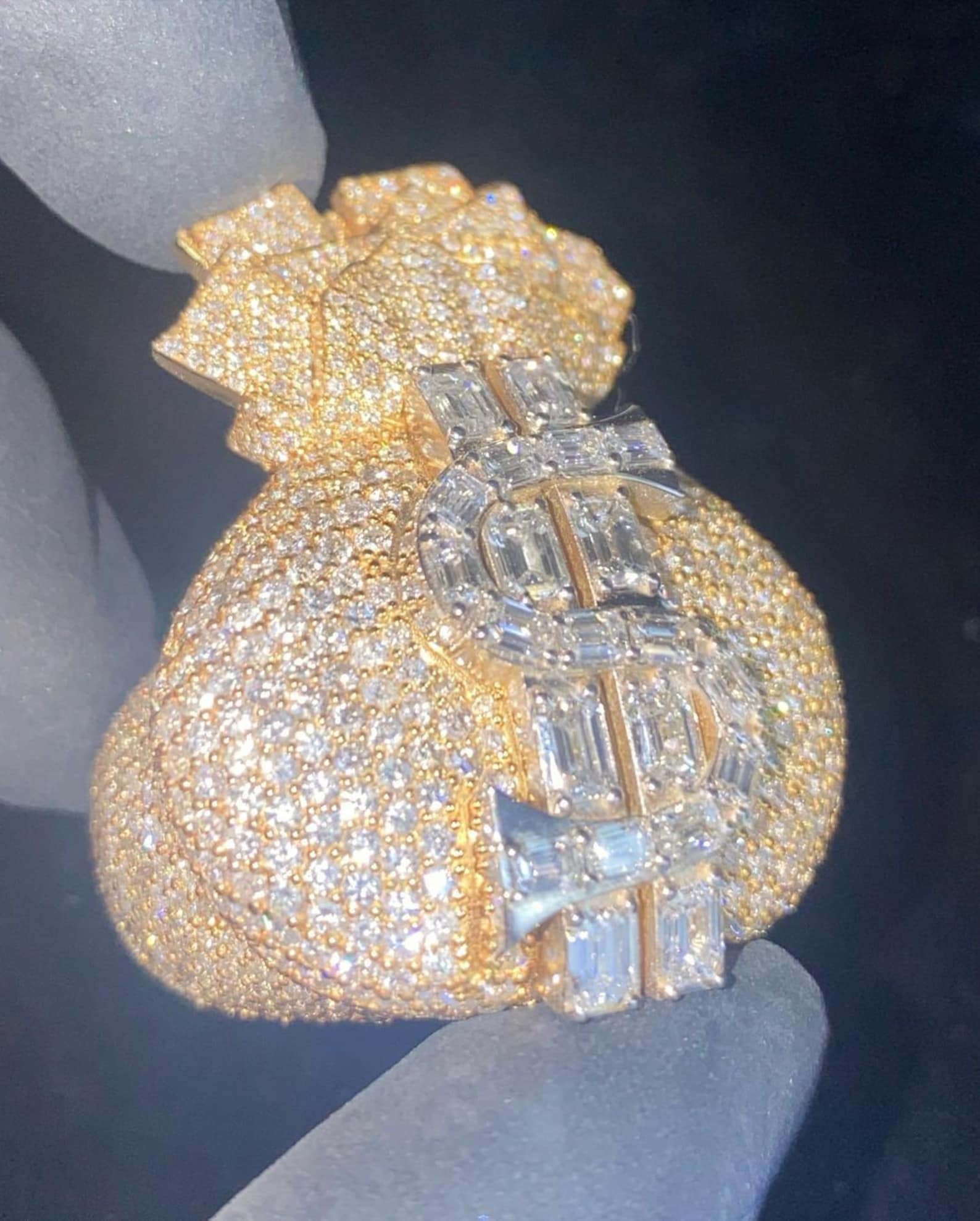 Mens Hip Hop Iced Out Championship Ring, Custom Handmade Money Bag ...