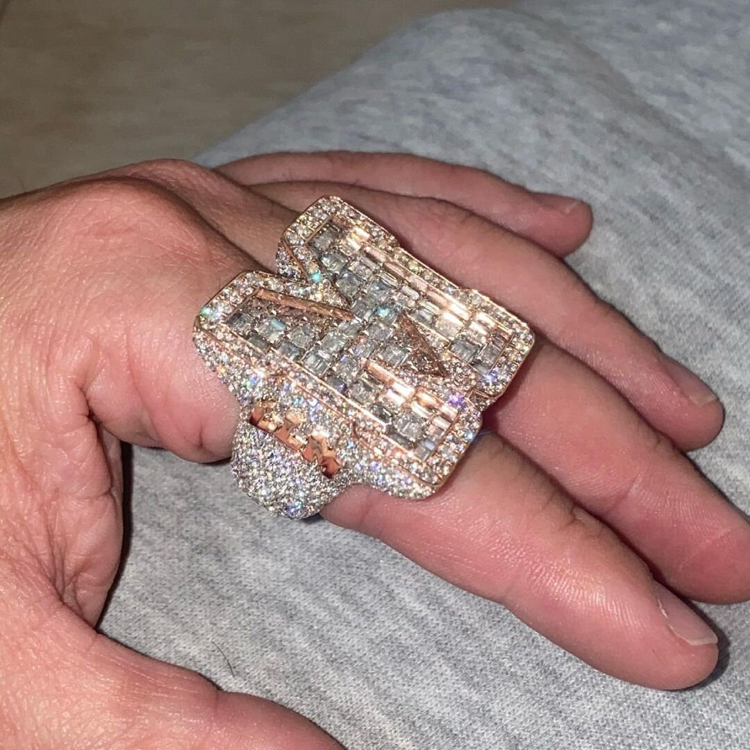 Custom Initial Letter Ring for Men Iced Out VVS Moissanite Hip Hop Ring ...