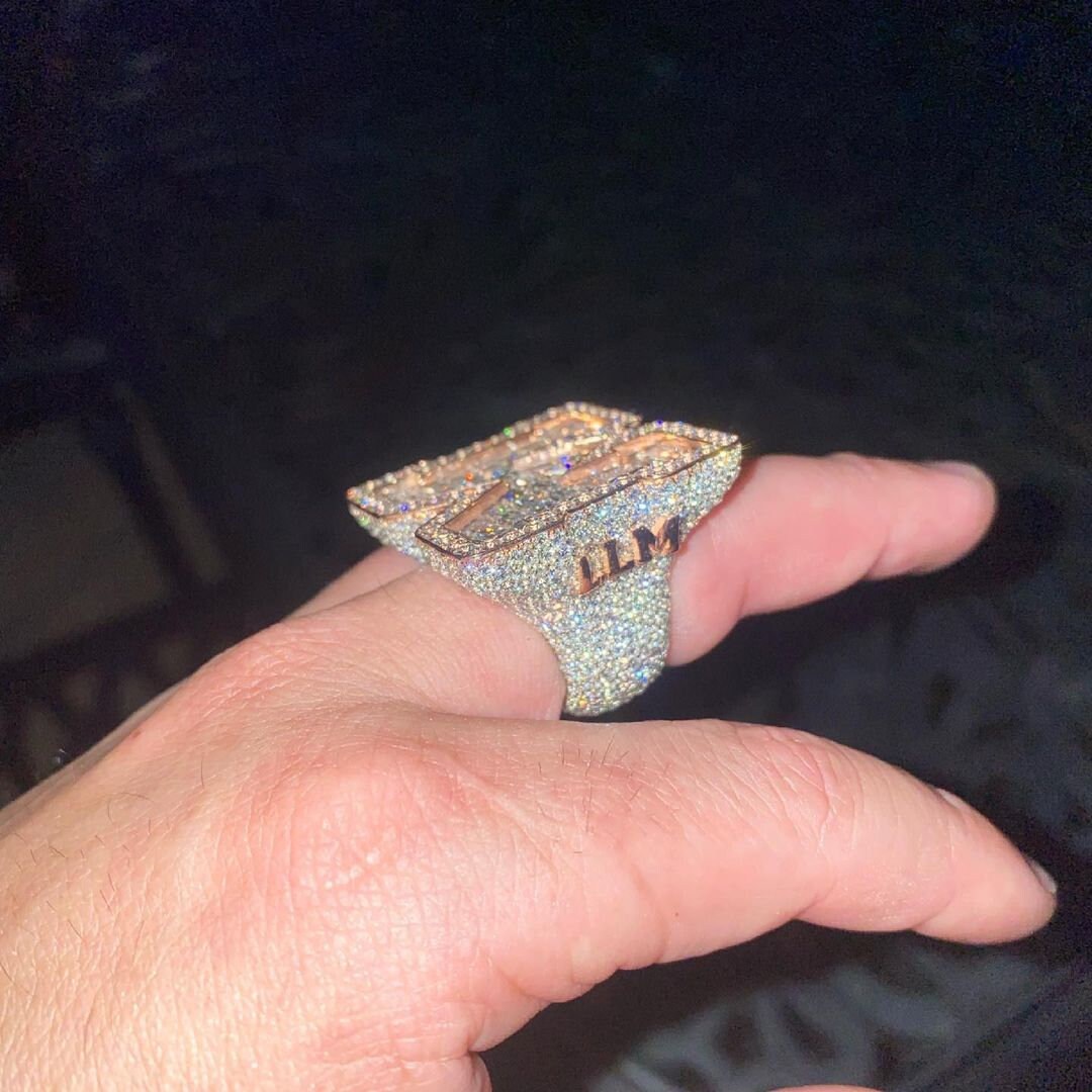 Custom Initial Letter Ring for Men Iced Out VVS Moissanite Hip Hop Ring ...