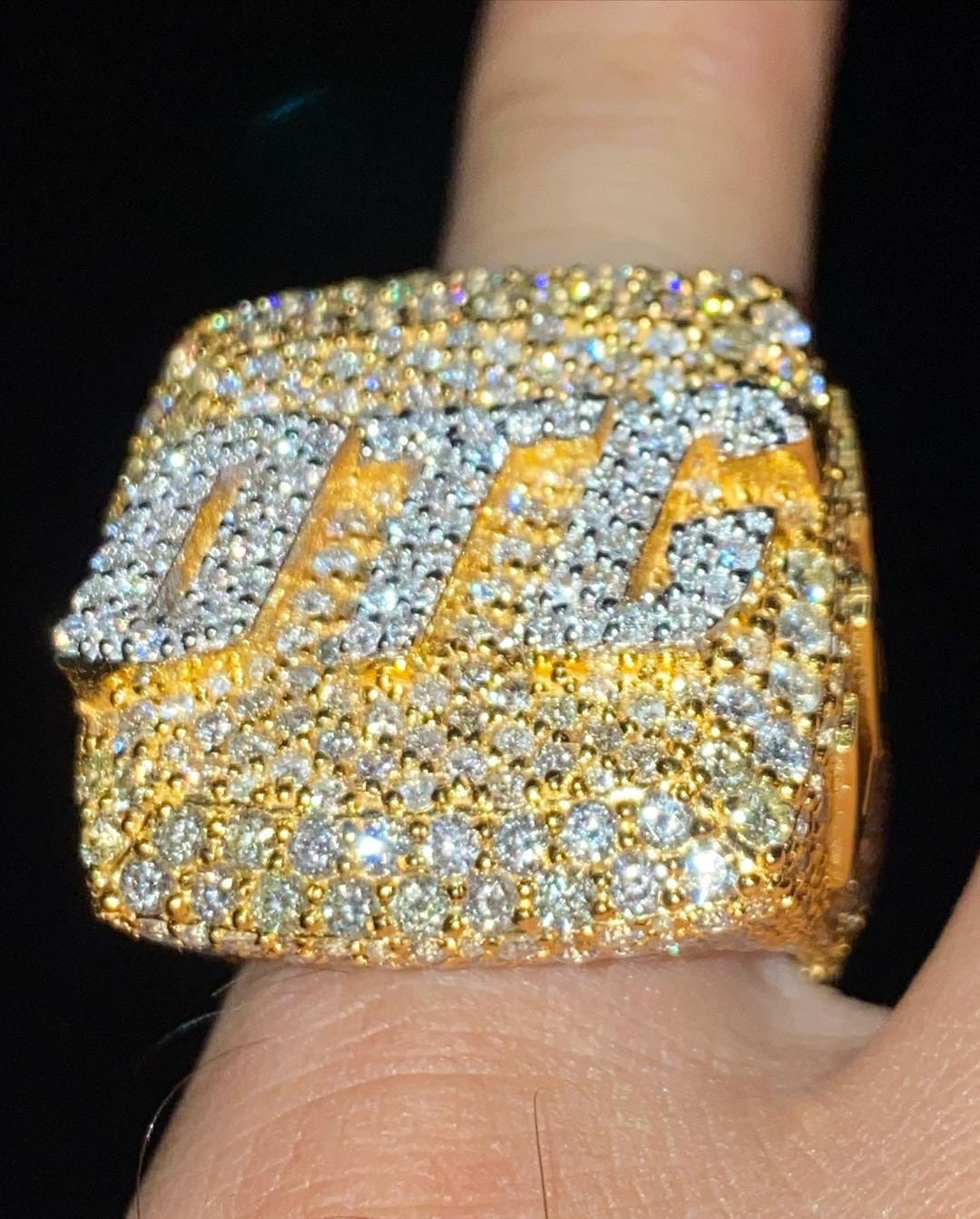 Men's Iced Out Champion Ring, Real VVS Diamond Hip Hop Ring, Custom ...