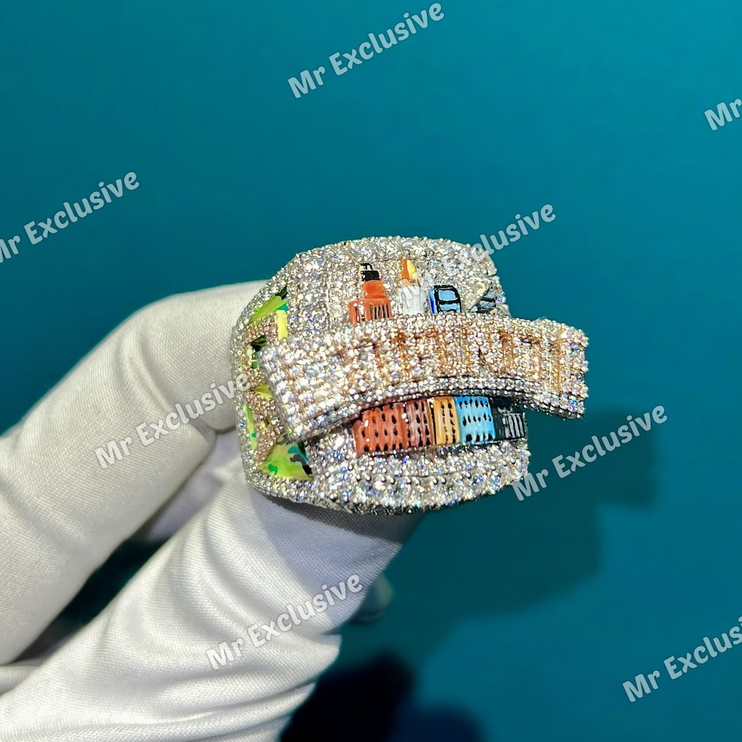 Ice Out VVS Diamond Men's Personalize Championship Ring 925 Silver Hip ...