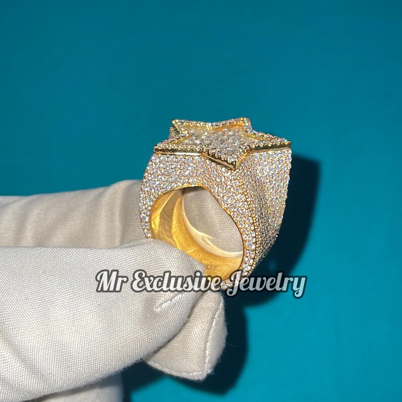 14K Gold Custom Star Champion Ring, Customized Iced Out Baguette ...